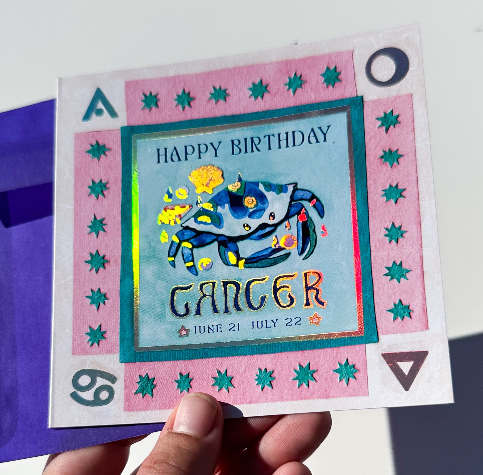 Zodiac Birthday Card- Cancer – Guided Hand Studio